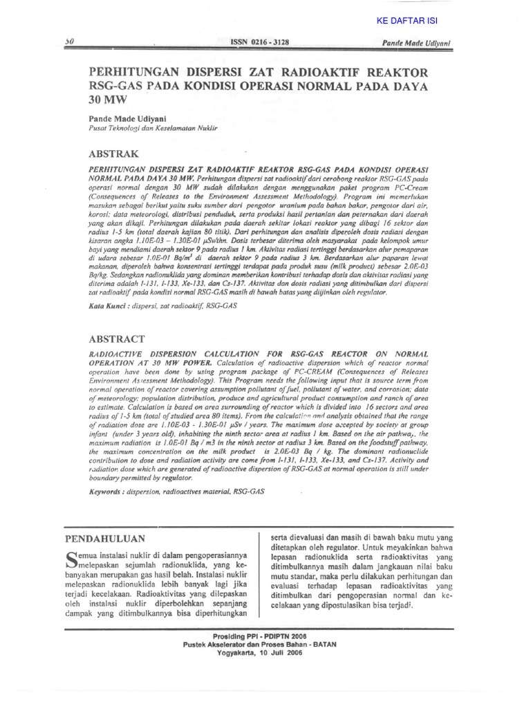 Dispersi Zat Radioaktif RSG-GAS | PDF