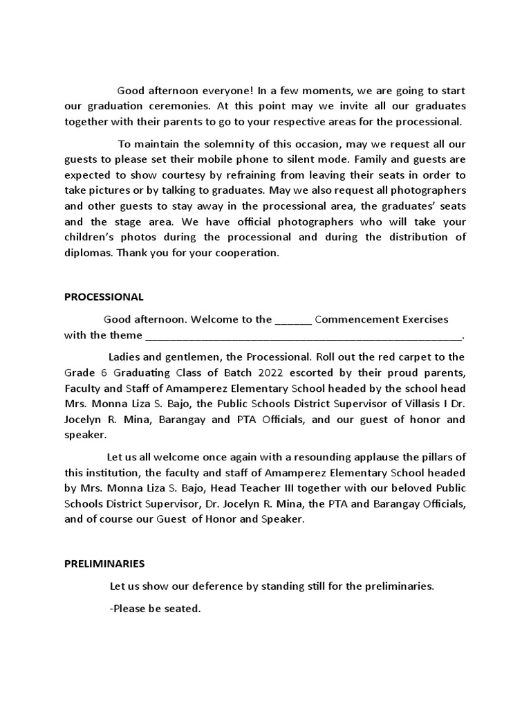 Script Graduation 2022 | PDF