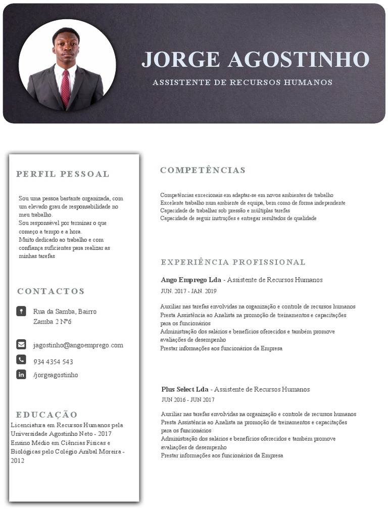 CV6 Recente Modelo Ango Emprego | PDF | Gestão de recursos humanos | Business
