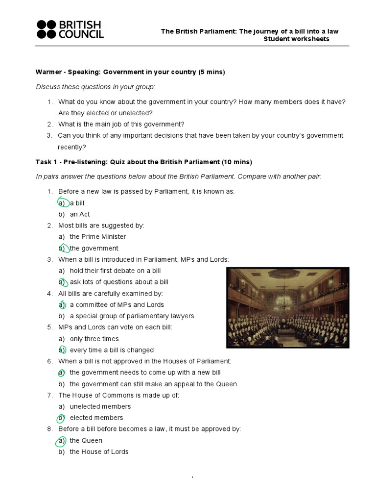 The British Parliament The Journey of A Bill Into A Law Student ...