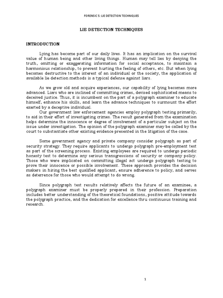 Lie Detection Pdf Polygraph Lie