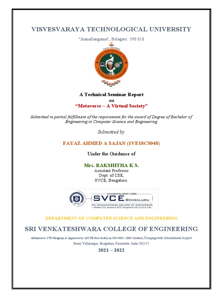 Metaverse-A Virtual Society Seminar Report | PDF | Cryptocurrency ...