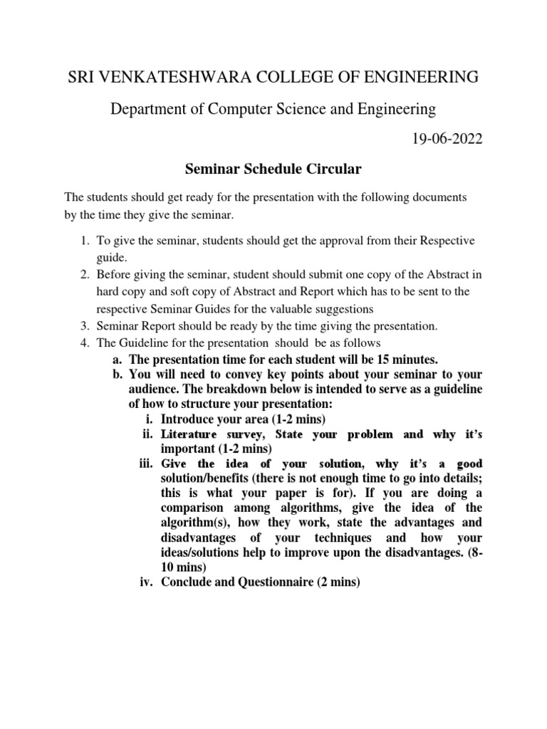 Guidelines For Seminar Presentation | PDF | Computing
