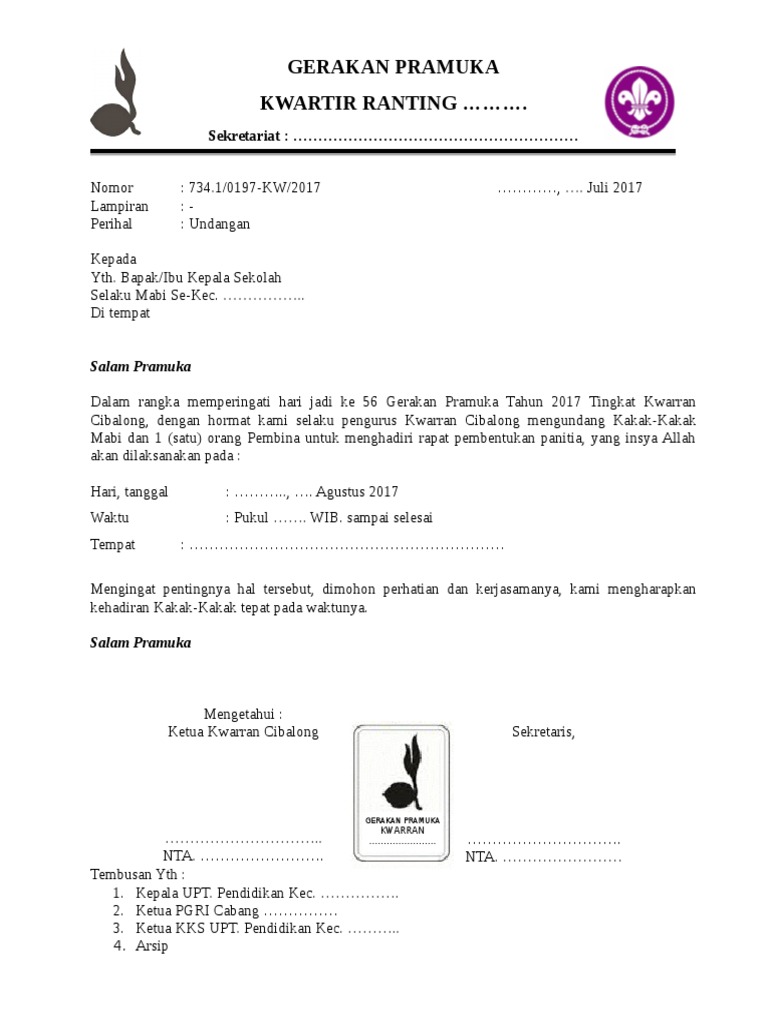 Contoh Undangan Pramuka | PDF