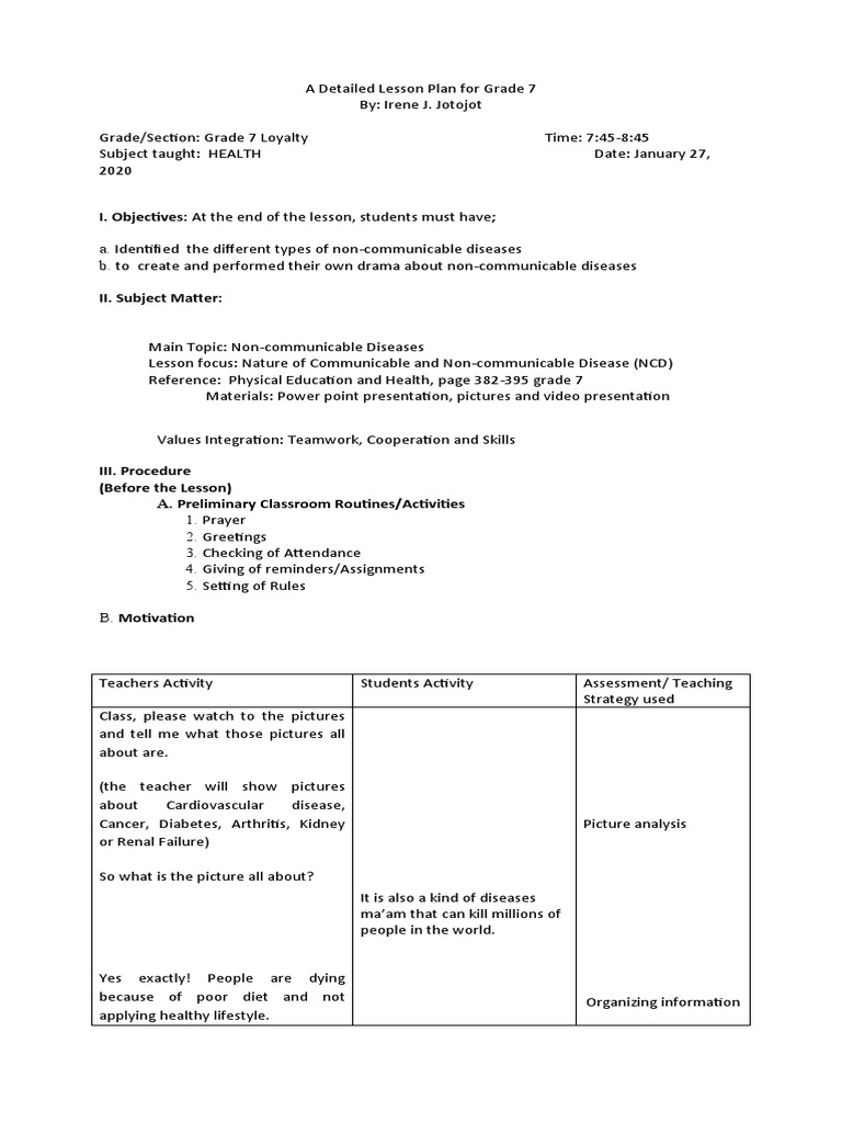 I. Objectives: at The End of The Lesson, Students Must Have | Download ...