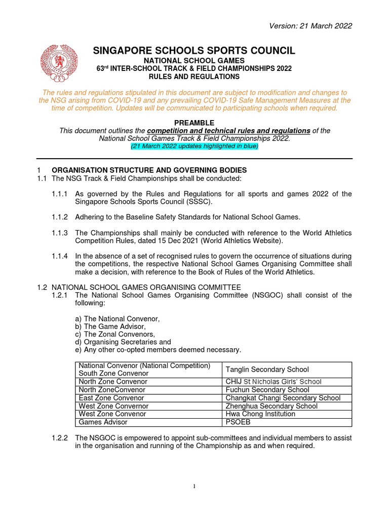 Rules and Regulations | PDF | Track And Field | Sport Of Athletics