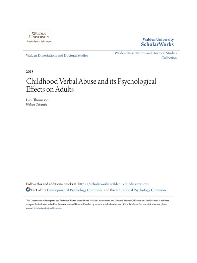 Childhood Verbal Abuse and Its Psychological Effects On Adults | PDF | Mental Disorder ...