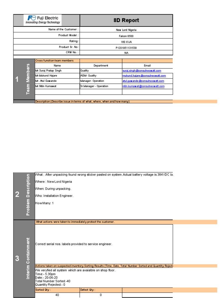 8D Report For VDC Wrong - NNL | PDF | Business | Computing