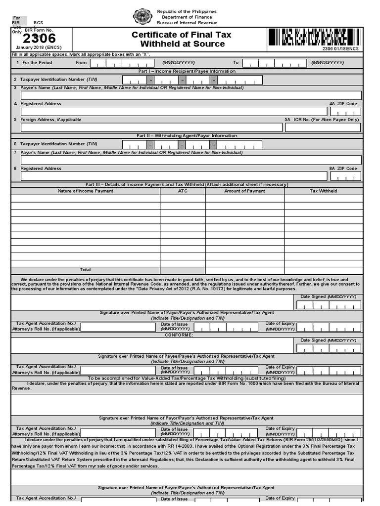 2306 Jan 2018 ENCS v3 | PDF | Dividend | Taxes