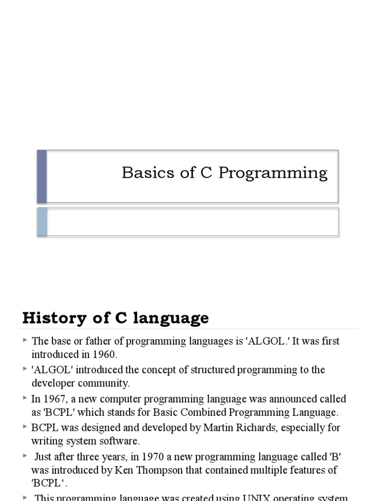 Basics of C Programming | PDF | Assembly Language | C (Programming ...