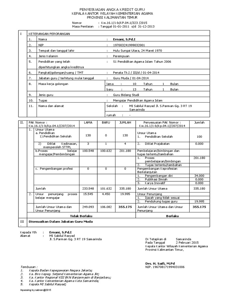 Contoh Pak Inpassing | PDF