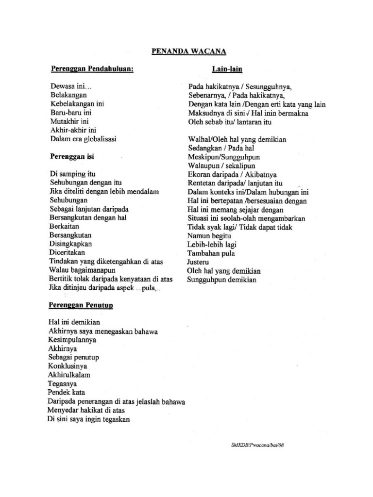 Contoh Penanda Wacana Untuk Huraian Tema - BrielleknoeRoss