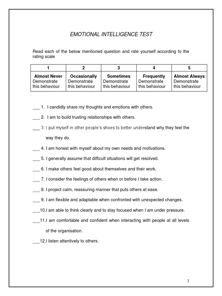 Emotional Intelligence Test Unit-2 | PDF | Emotions | Behavior