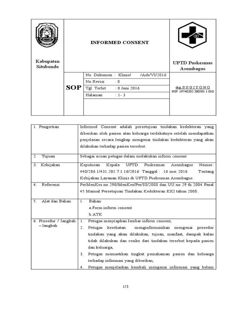 Sop Inform Consent Sip | PDF