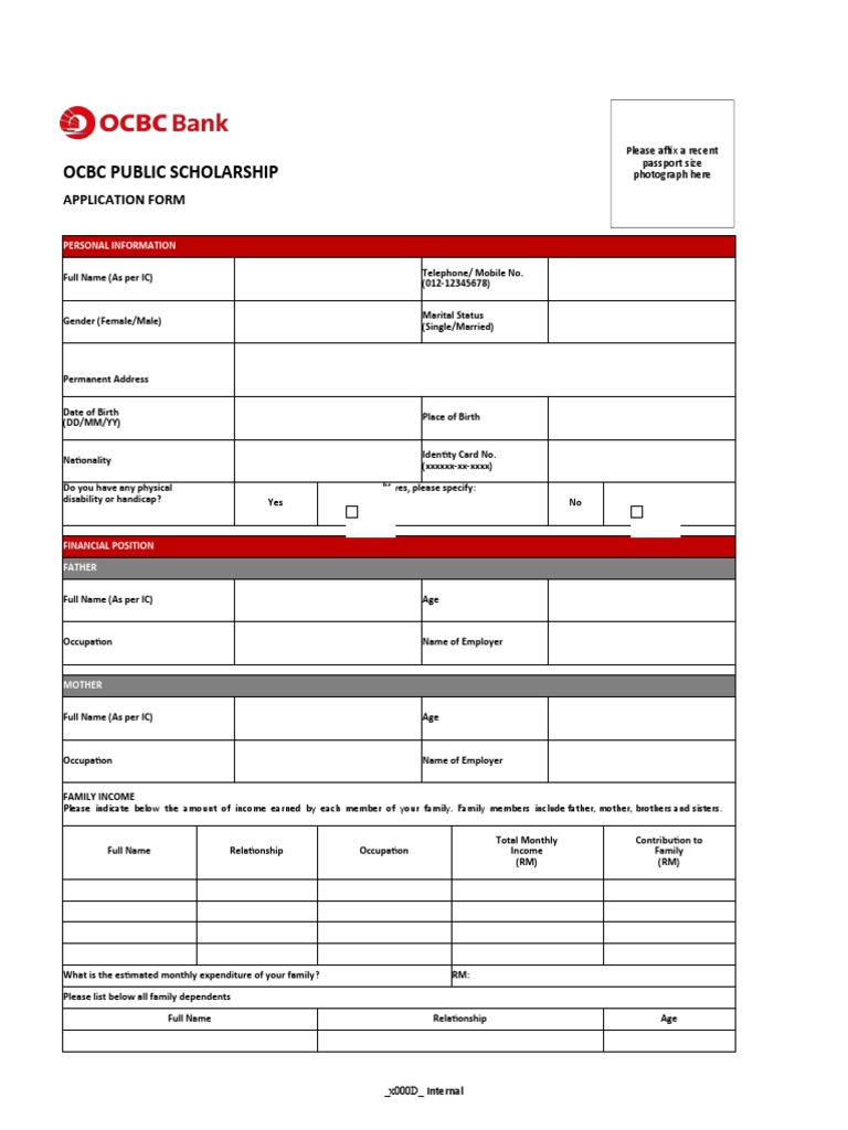 OCBC Public Scholarship Application Form - 170222 | PDF
