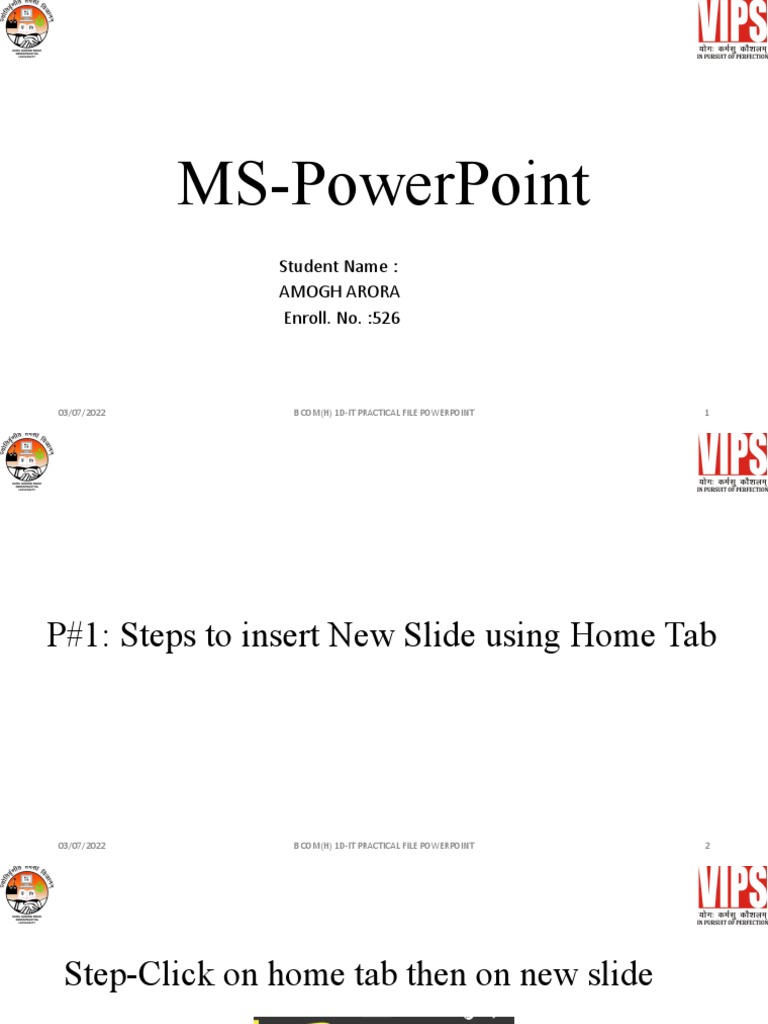MS-PowerPoint Practical File Format BBA 111 & BCOM 111 | Download Free PDF | Microsoft Power ...
