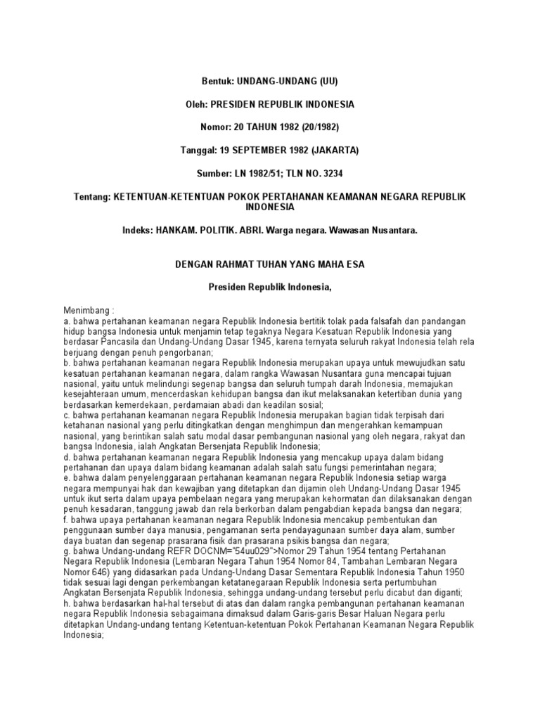 UU HANKAM 1982 | PDF