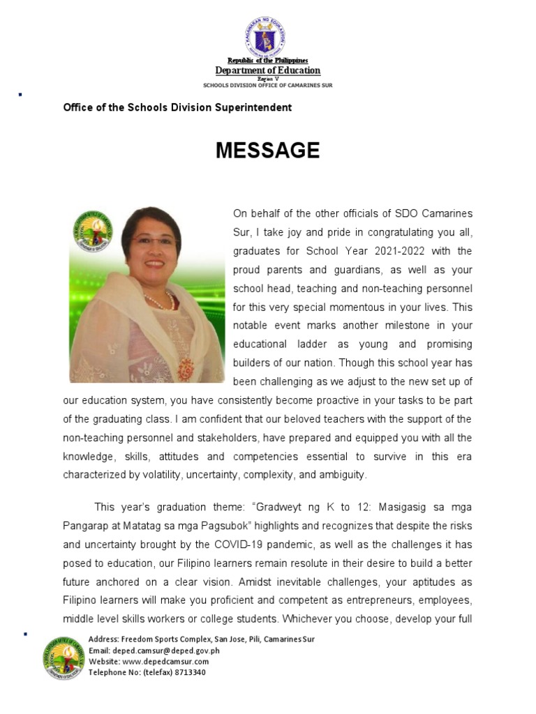 Message-for-Graduation-2022 | PDF | Cognition | Learning