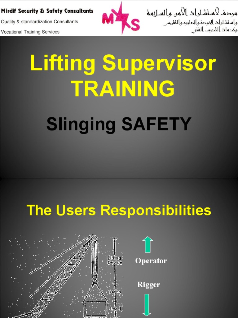 Lifting Supervisor Training: Slinging SAFETY | PDF | Screw | Rope