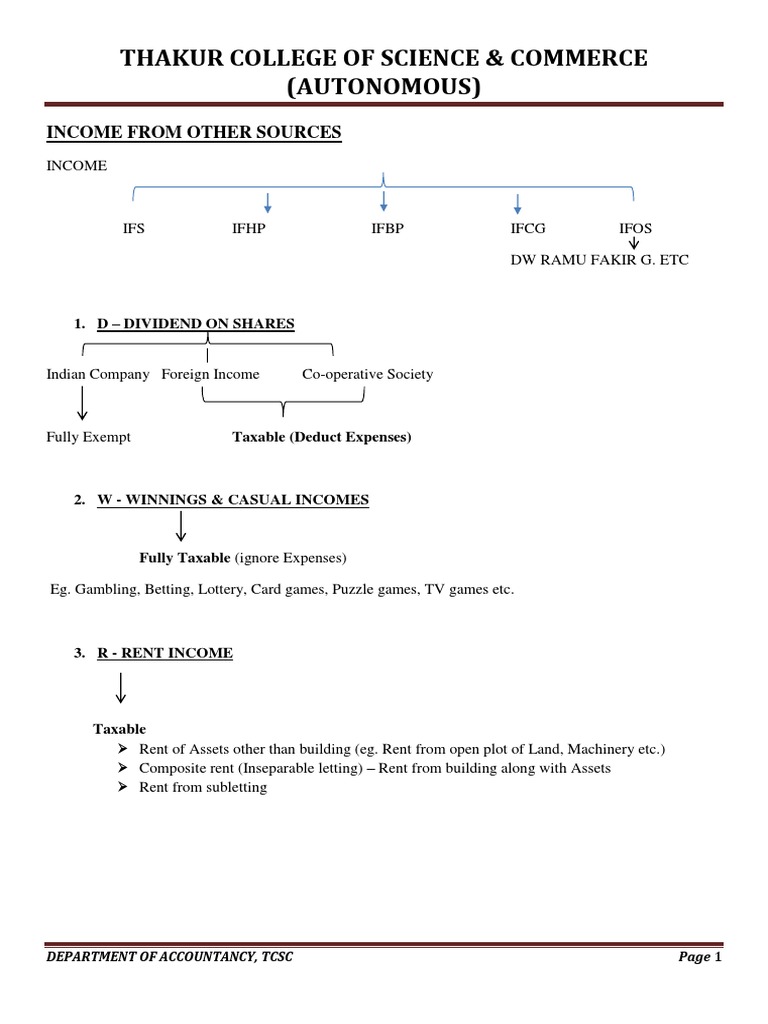 Income From Other Sources-Notes | PDF | Economies | Taxes