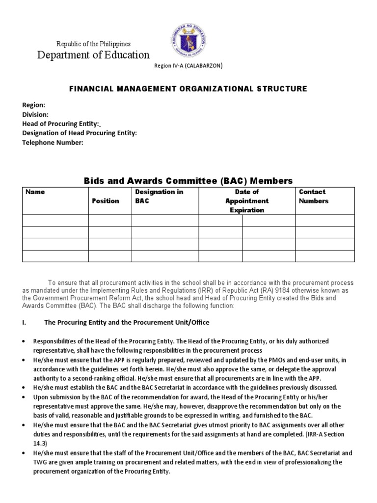 Department of Education: Bids and Awards Committee (BAC) Members | PDF ...