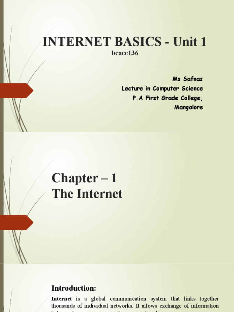 Internet Basics - Unit1 | PDF | World Wide Web | Internet & Web