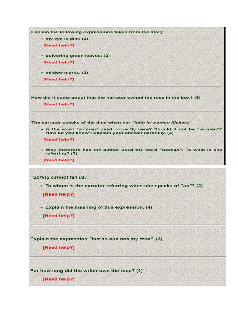 The Woman's Rose Questions | PDF