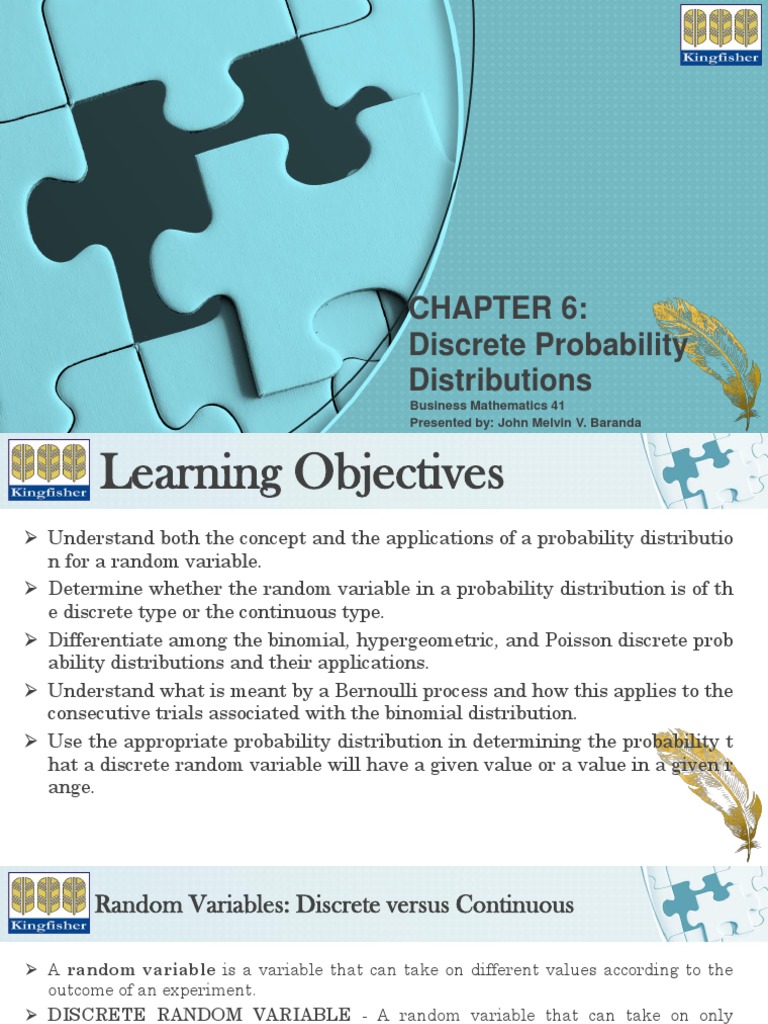 CHAPTER 6 Discrete Probability Distributions | PDF | Probability Distribution | Random Variable
