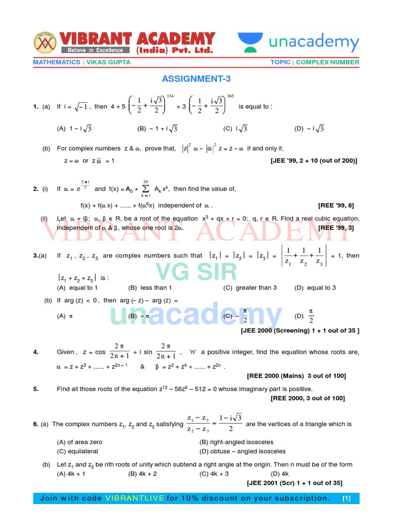 @3 Complex Number A-3 | PDF | Complex Number | Mathematical Objects