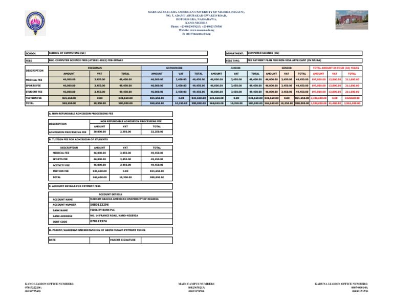 BSC Computer Science Fee Structure | PDF | Payments