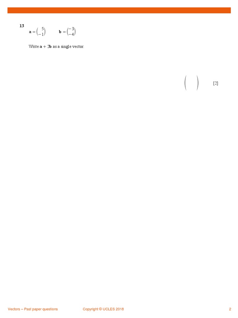 5 - 1 CM 3 4 - CM Write A + 2b As A Single Vector.: Vectors - Past ...