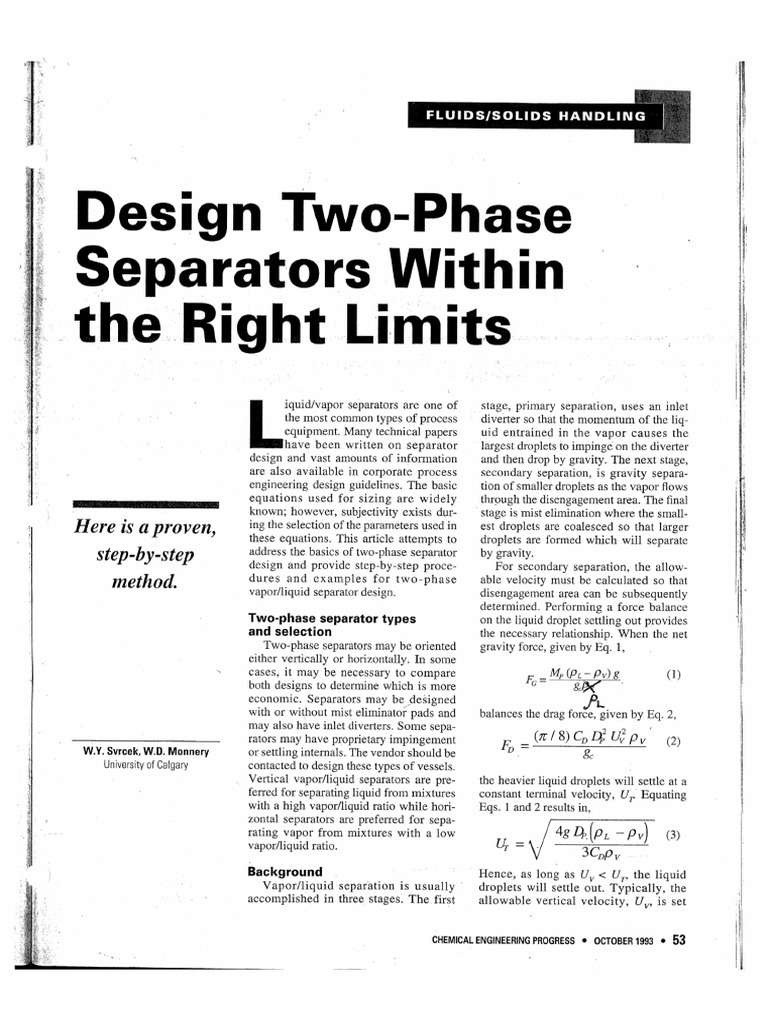 Design Two-Phase Separators Within The Right Limits | PDF