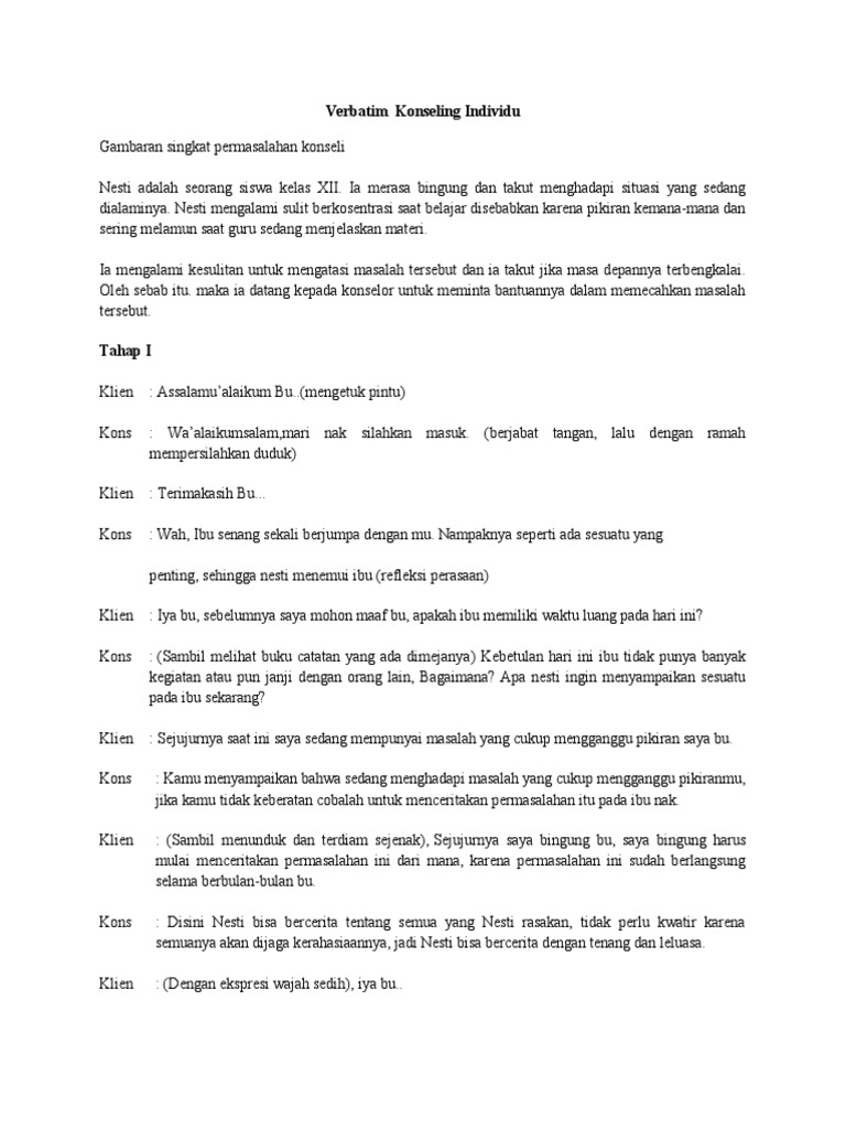 Verbatim Konseling Individu | PDF