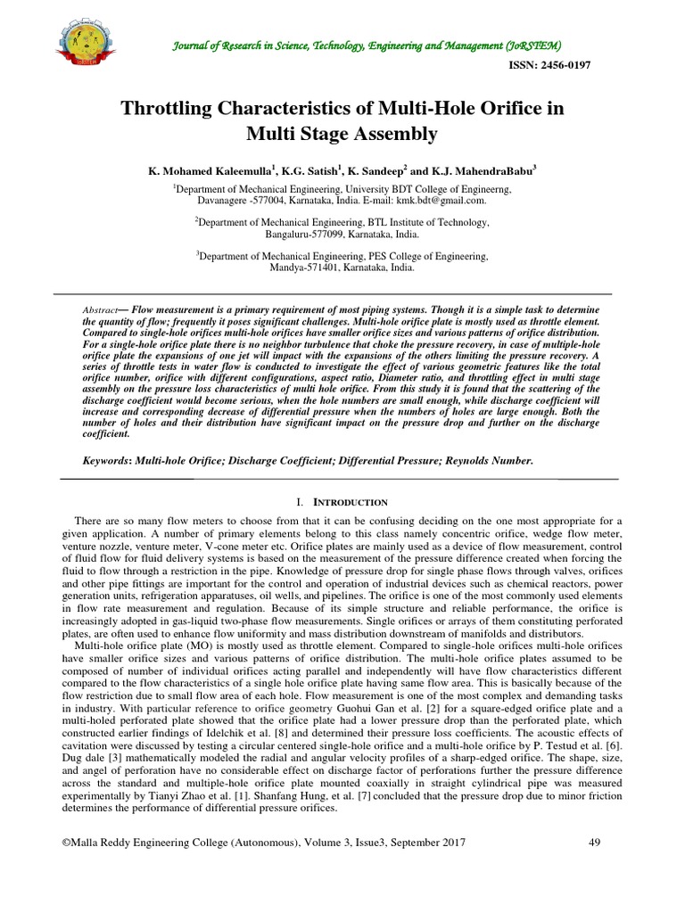 Throttling Characteristics of Multi-Hole Orifice in Multi Stage ...