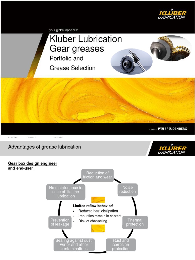 Kluber Lubrication Gear Greases: Portfolio and Grease Selection ...