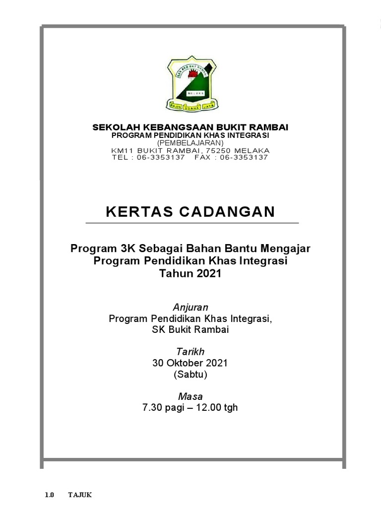 Kertas Cadangan Program 3K PPKI | PDF