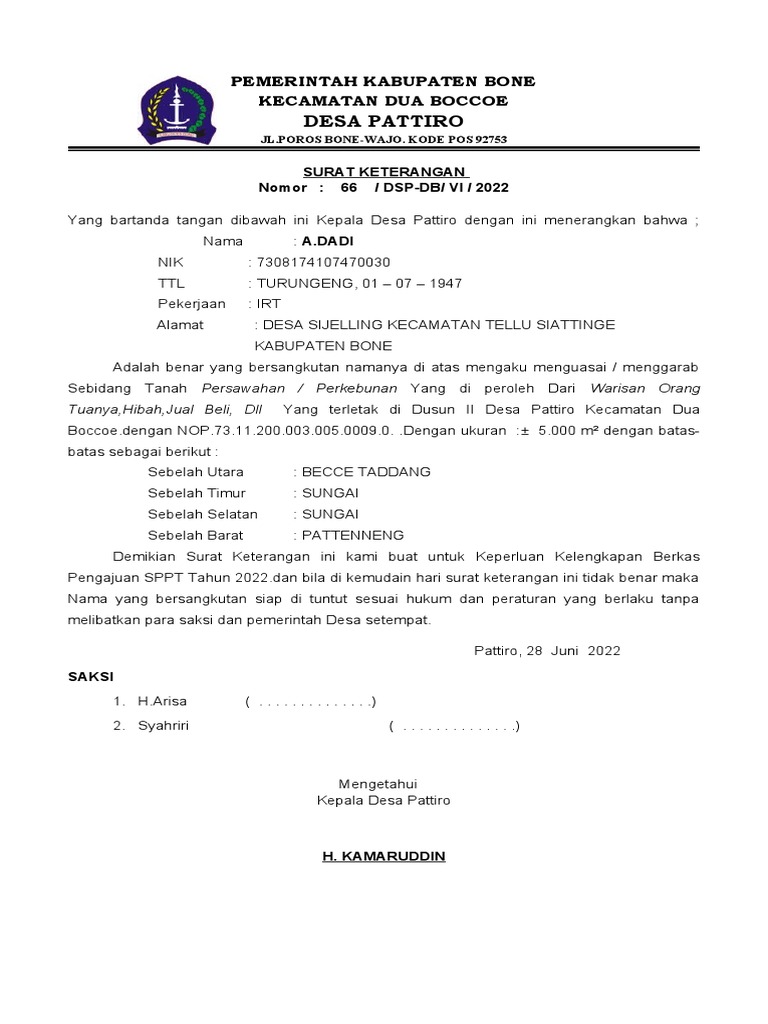 Kepemilikan Tanah SPPT | PDF