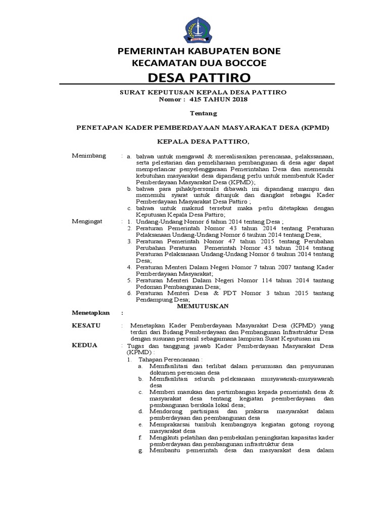 Contoh SK KMPD | PDF