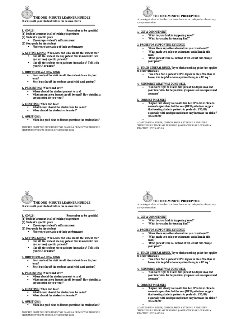 He One - Minute Learner Huddle The One-Minute Preceptor | PDF ...