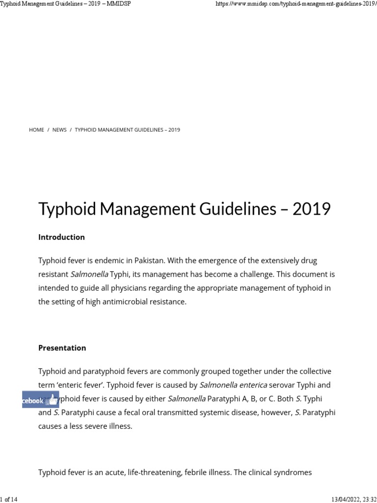 Typhoid Management Guidelines - 2019 - MMIDSP | PDF | Immunology ...