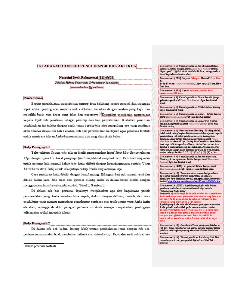 Kerangka Penulisan Essay Artikel | PDF