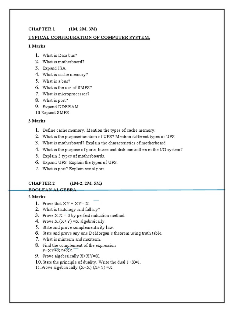 (1M, 2M, 3M) Typical Configuration OF Computer System. 1 Marks | PDF ...