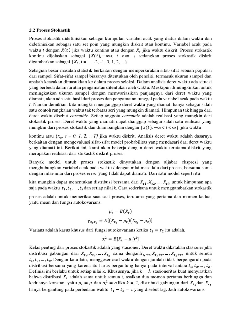 Proses Stokastik dan Analisis Deret Waktu | PDF | Sains & Matematika