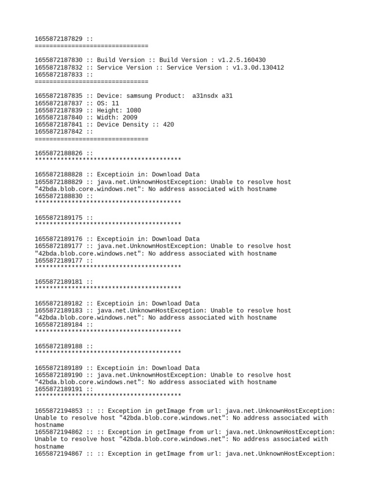 UnknownHostException Errors in App | PDF | Computing | Software