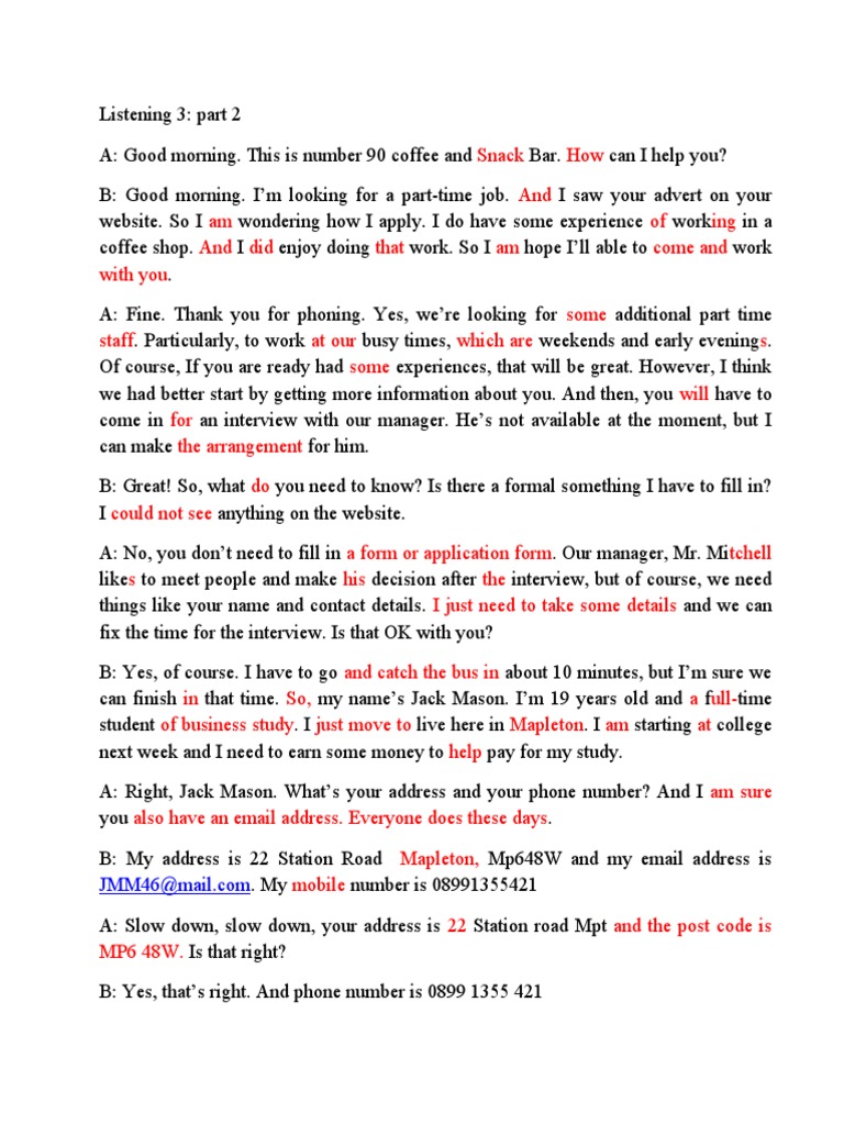 Listening 3-Transcription-Part 2 | PDF