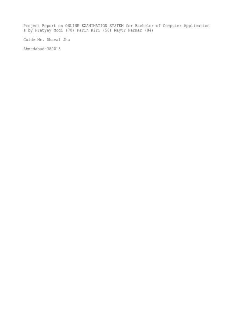 Online Examination System Project Report | PDF | Project Management ...