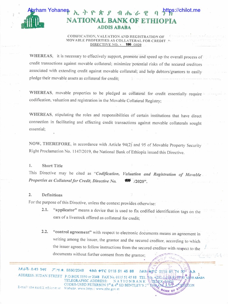 186 2020 Codification Valuation and Registration of Movable Properties ...