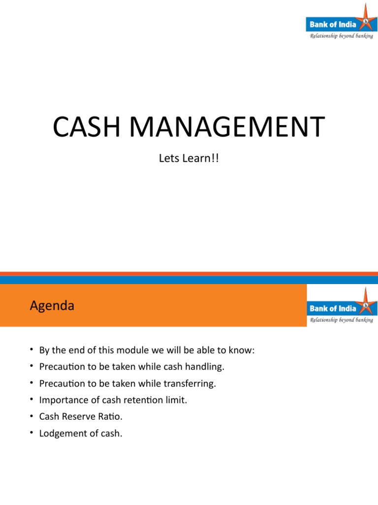 Cash Management: Lets Learn!! | PDF | Reserve Bank Of India | Cheque
