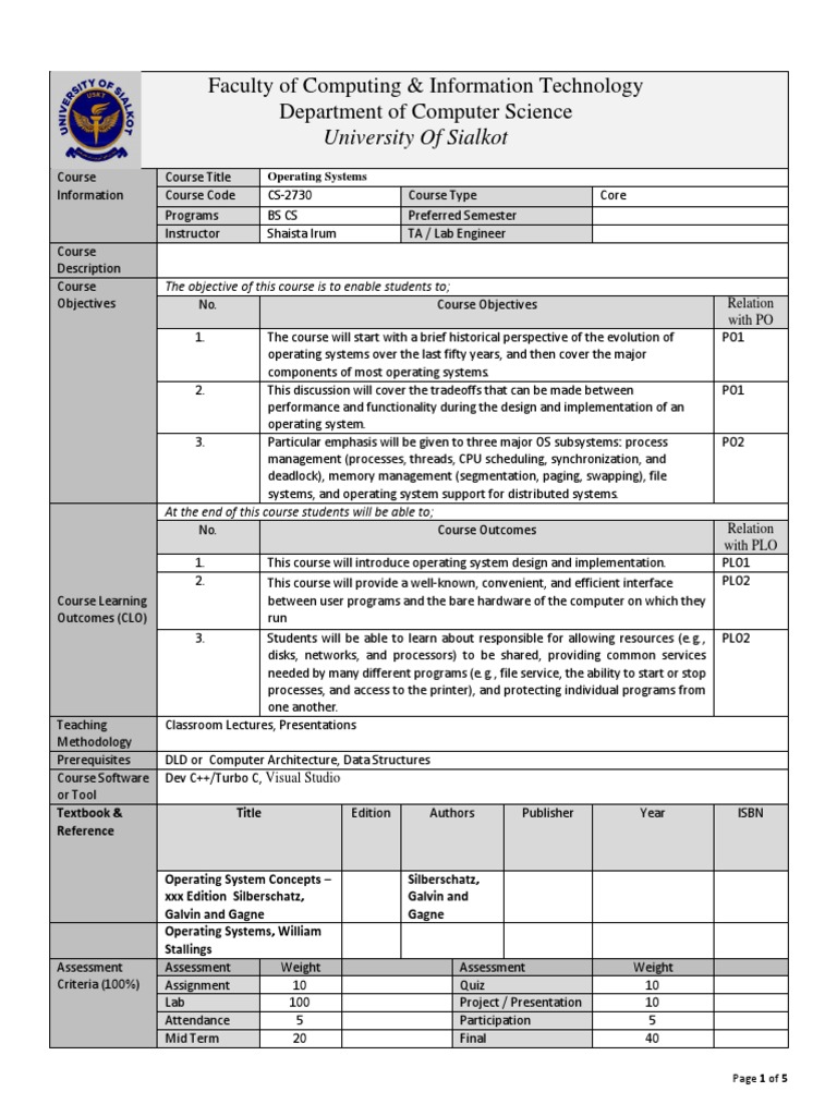 CS-2730 Operating System | PDF | Scheduling (Computing) | Process ...