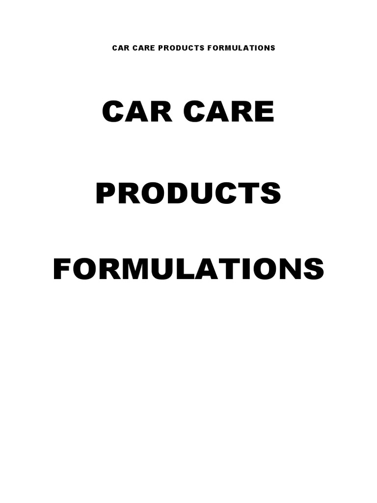 Car Care Products Formulations Encyclopedia | PDF | Sodium | Detergent